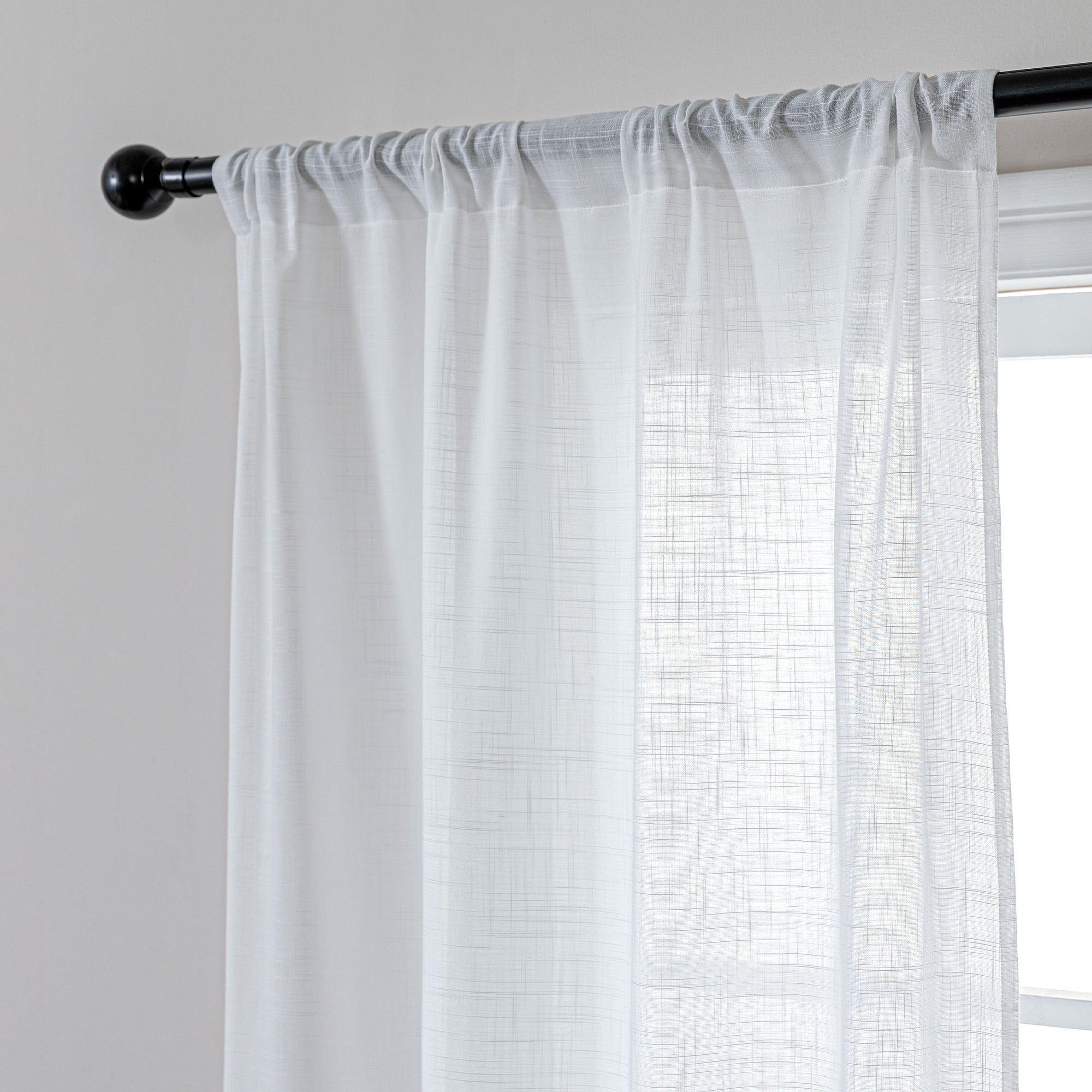 Vintage Touch White Sheer Curtains 37" × 96", Kaelynn Window Curtains ...