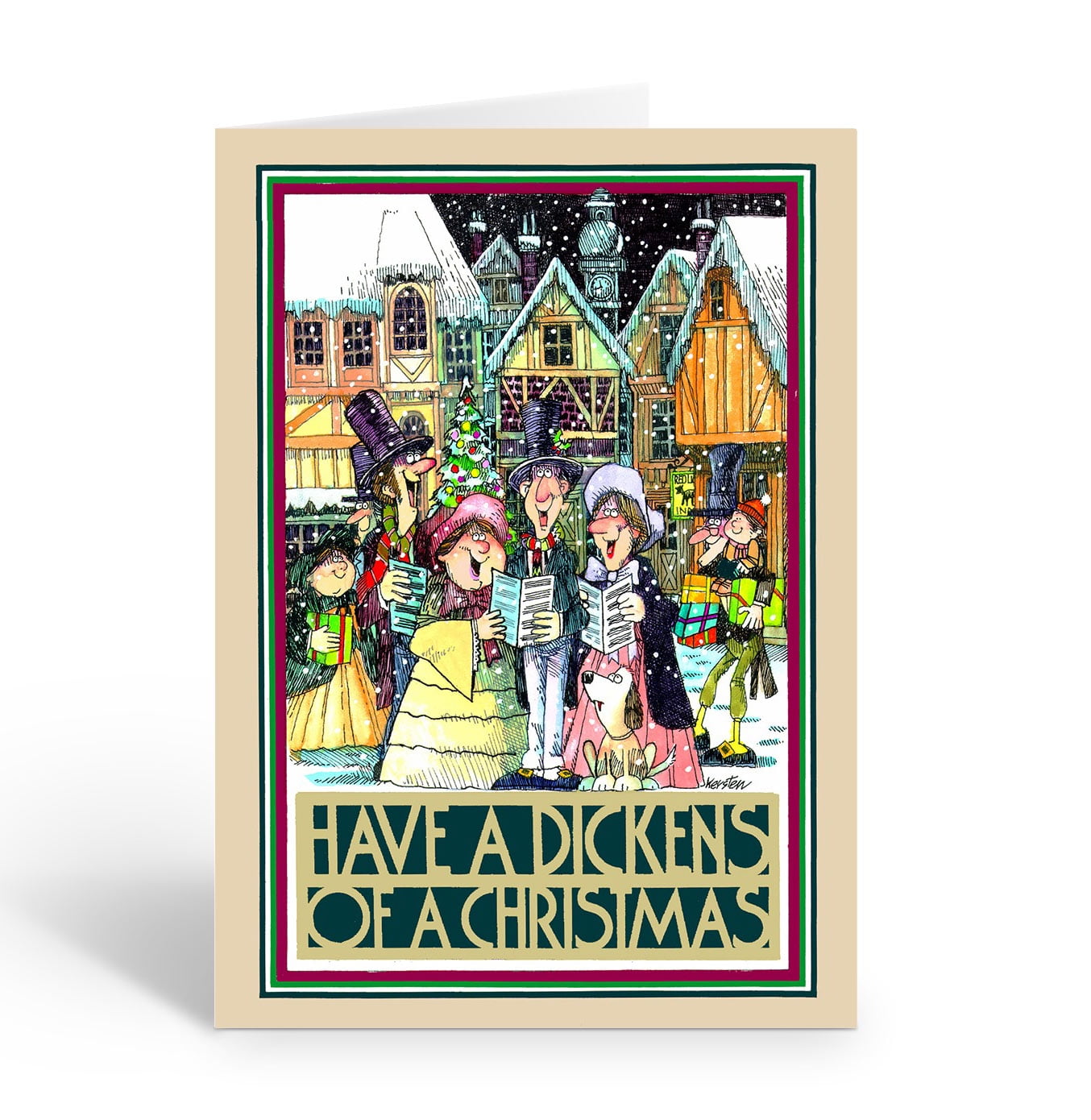 Vintage Town Carolers Christmas Greeting Card - 12 Cards with Envelopes ...