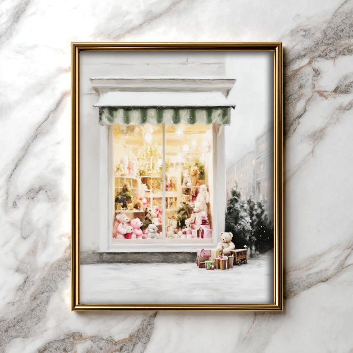 Vintage Toy Shop Window Poster, Cozy Festive Wall Art, Nostalgicdecor ...