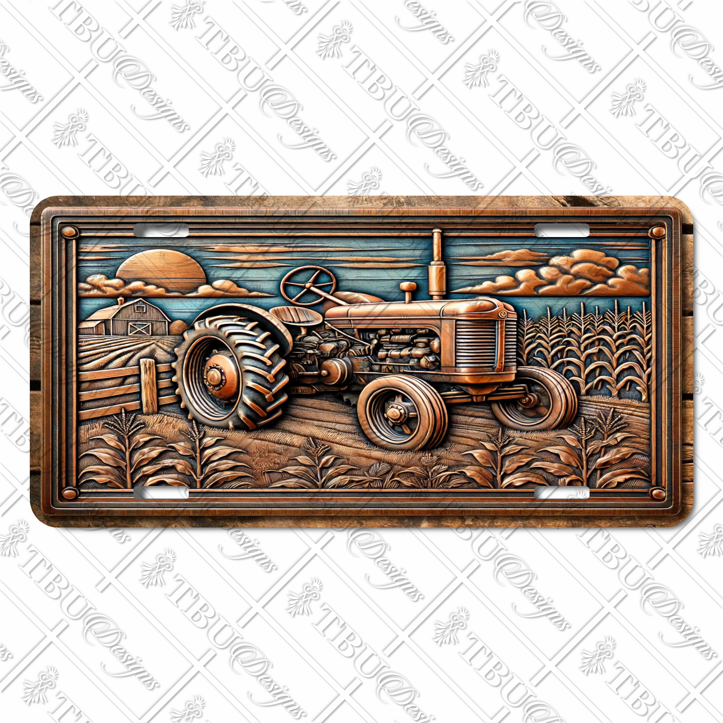 Vintage Tractor Aluminum License Plate – Rustic Farm Design with ...
