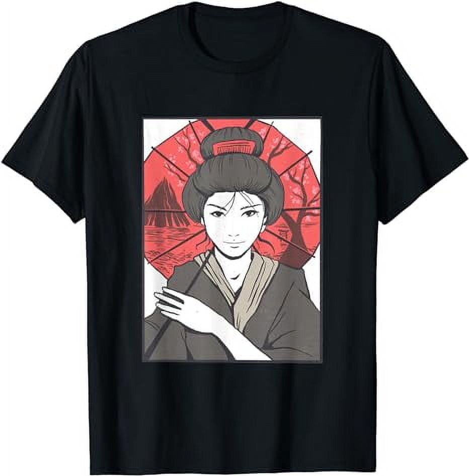 Vintage Traditional Japanese Geisha With Umbrella T-Shirt - Walmart.com