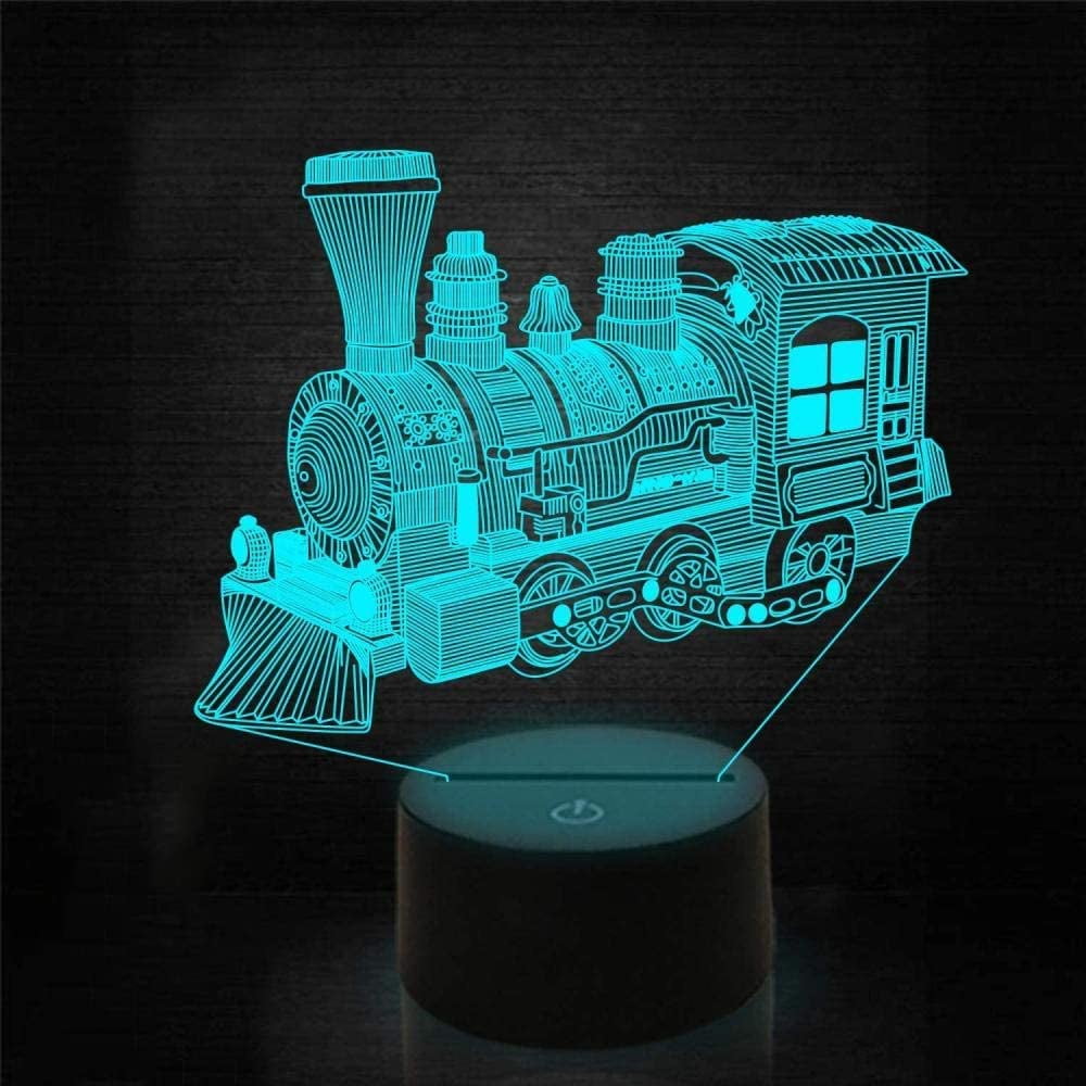 Vintage Train Night Light Lamp for Kids, 3D Optical Illusion Lamp ...