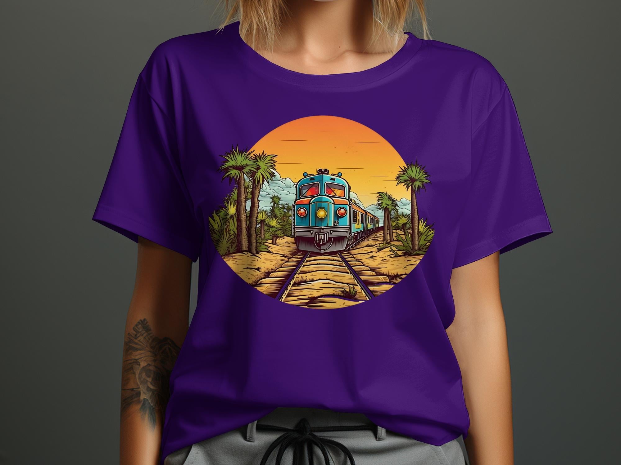 Vintage Train Steam Locomotive Tshirt, Sunset Train Mens TShirt, Unisex ...