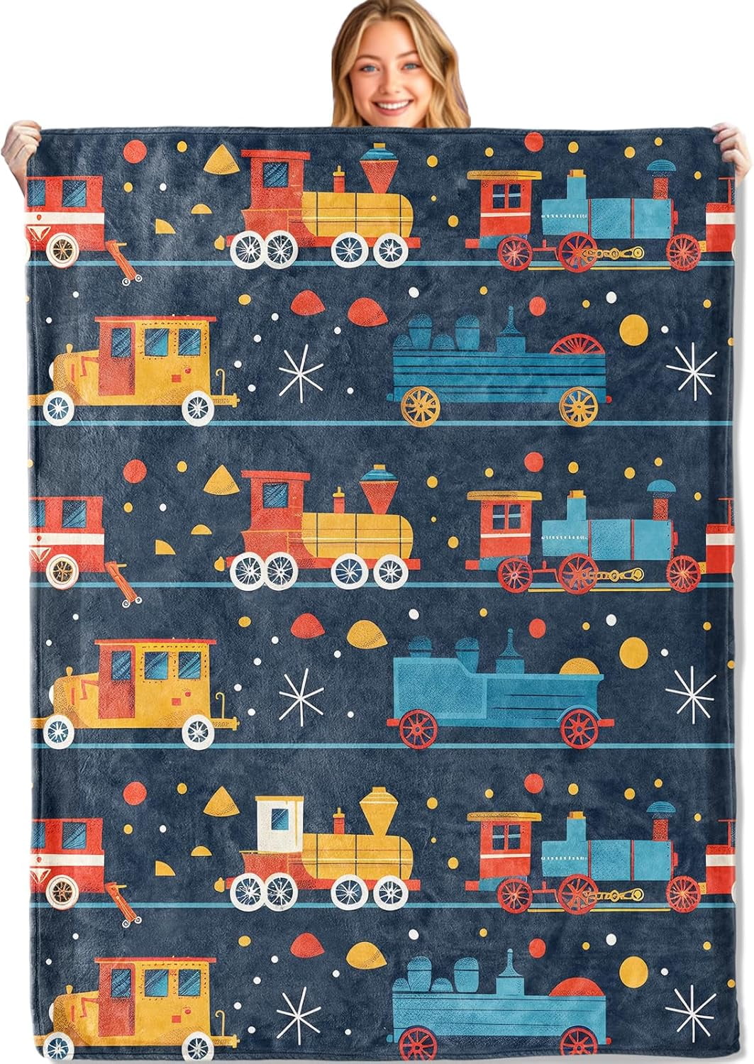 Vintage Train Throw Blanket - 60x80in,Ultra Soft, Cozy Lightweight ...