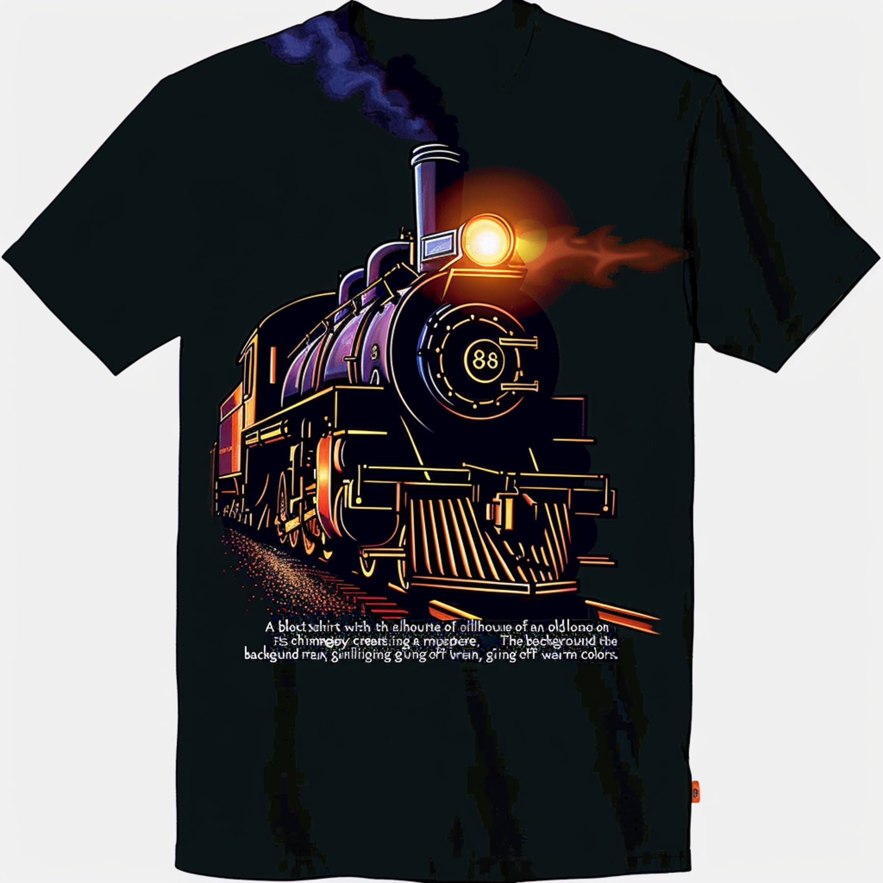 Vintage Train on Black TShirt Retro Design with Illuminated Lights ...