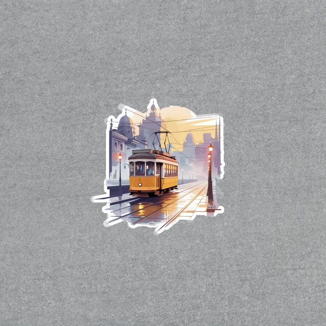 Vintage Tram In Historic European City Square Wall Art Stickerphone ...