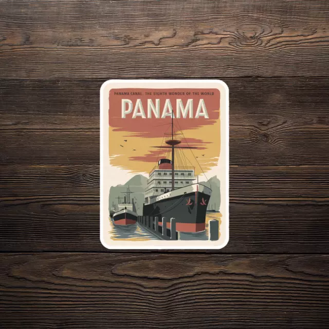 Vintage Travel Sticker: Panama Canal 8Th Wonder Of The World Ship Art ...