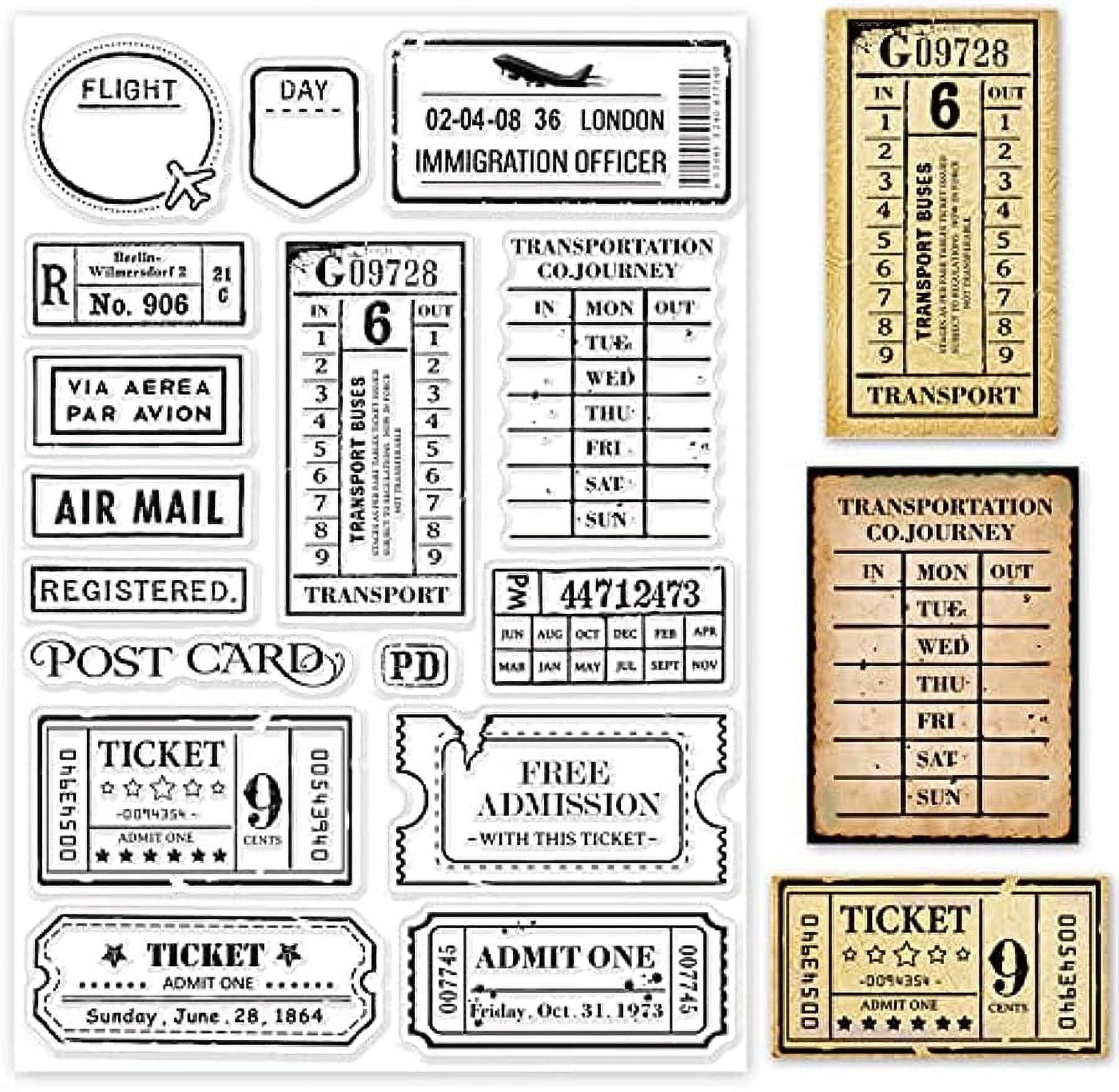 Vintage Travel Ticket Themed Clear Stamps Tickets Silicone Stamp Plane ...