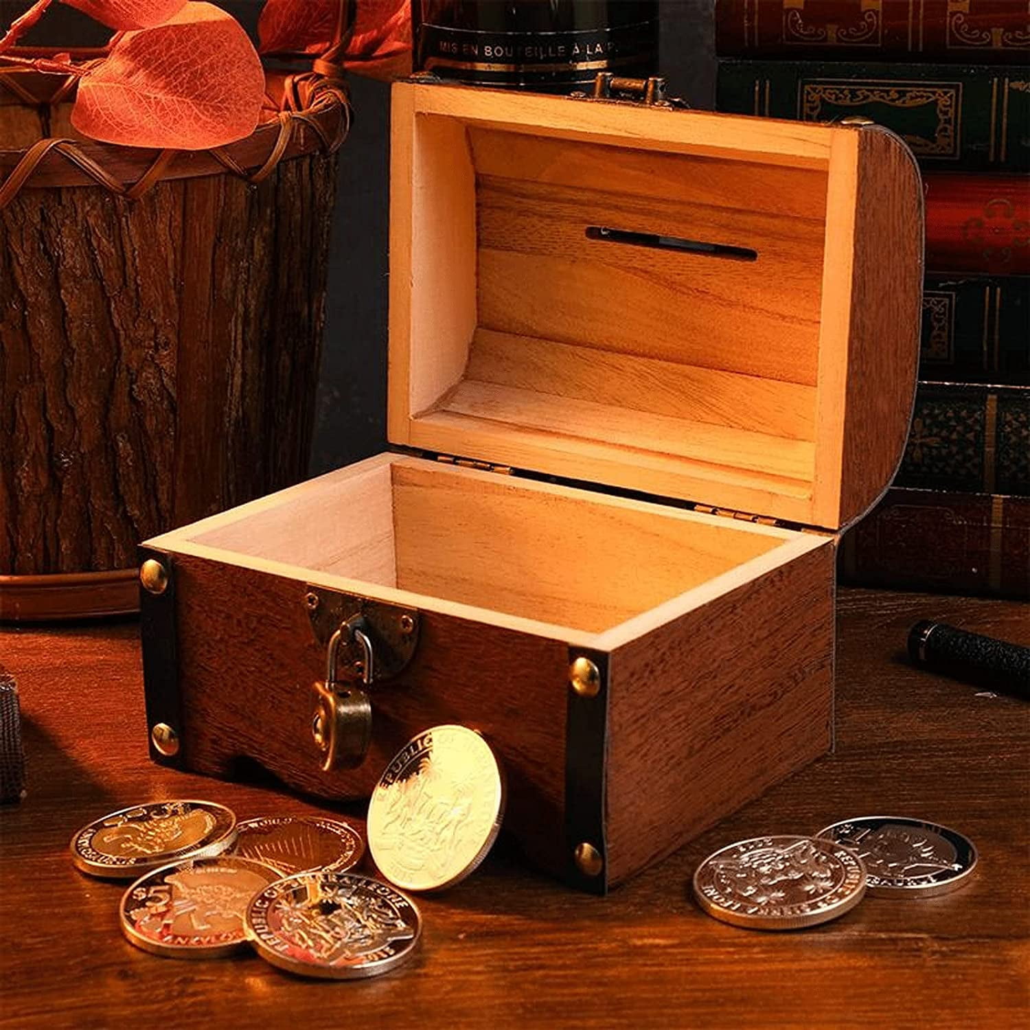 Vintage Treasure Storage Box Piggy Bank Organizer Saving Box Case with ...