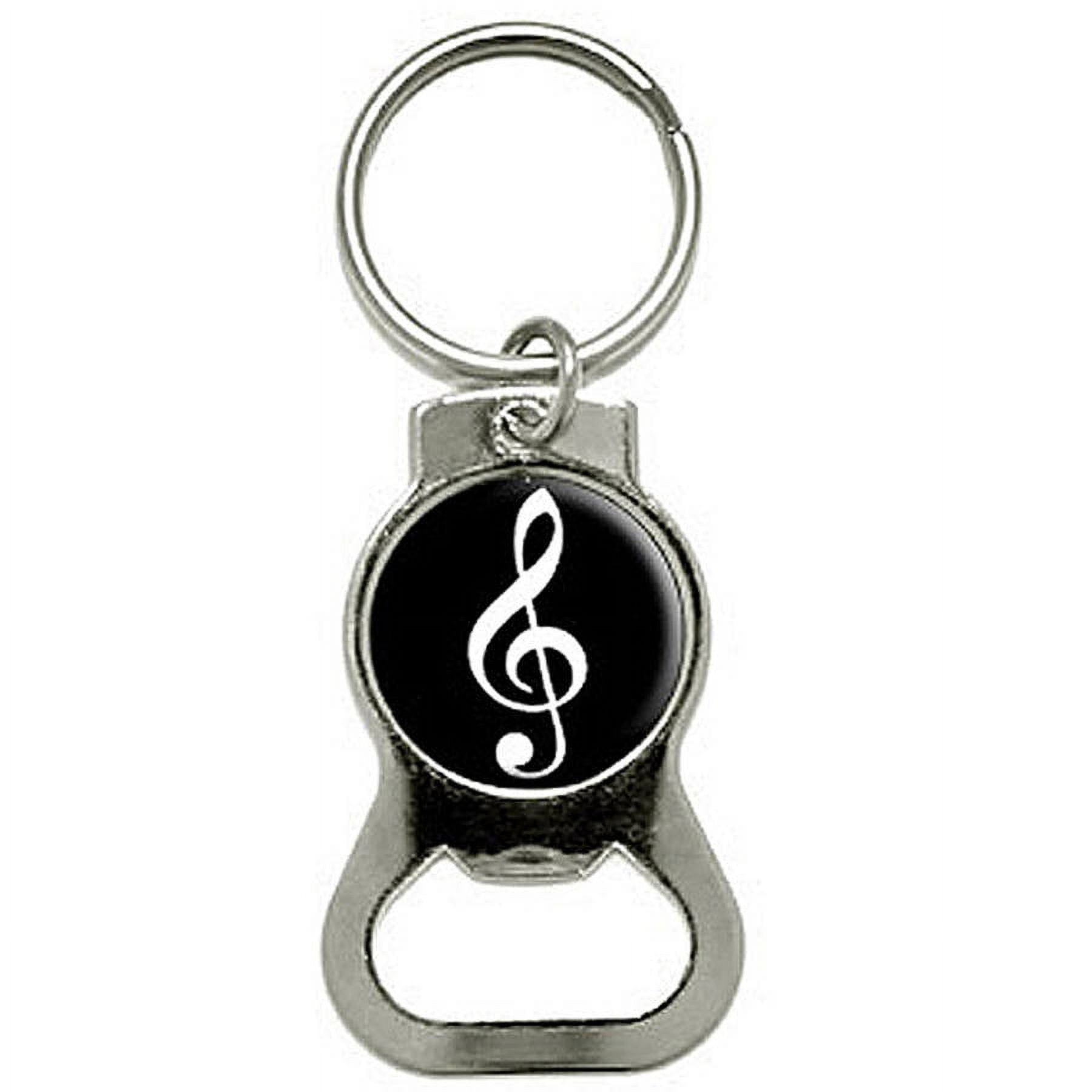 Vintage Treble Clef Music Black Bottle Cap Opener Keychain Key Ring ...
