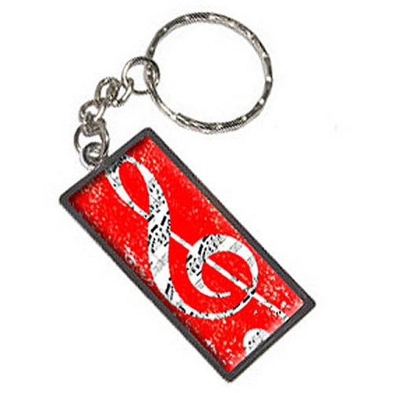 Vintage Treble Clef Music Red Keychain Key Chain Ring - Walmart.com