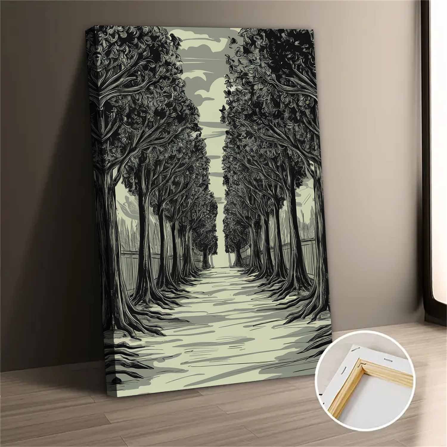 Vintage Tree Lined Path Canvas Wall Art - Walmart.com