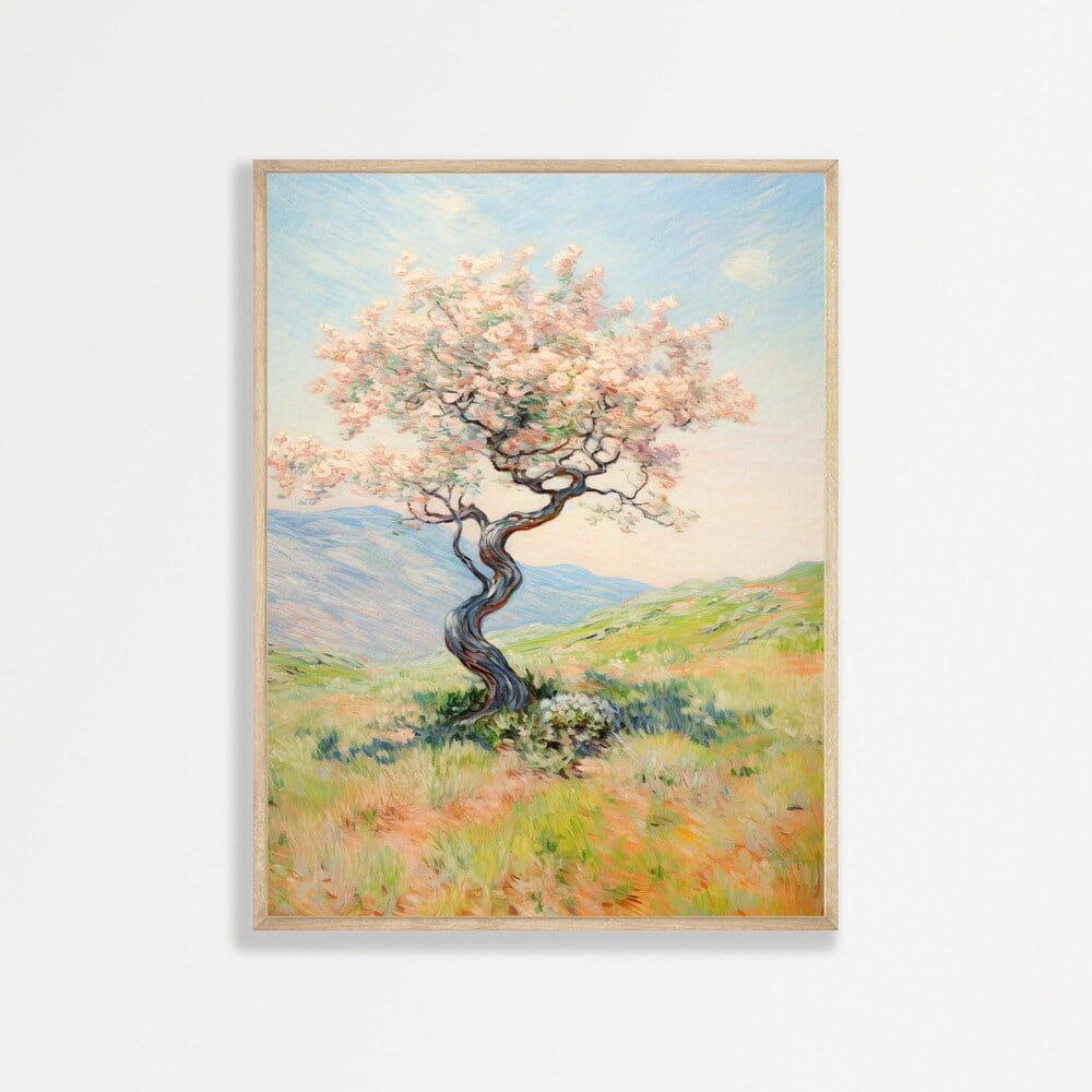 Vintage Tree Painting, Minimal Landscape Print, Rustic Farmhouse Wall ...