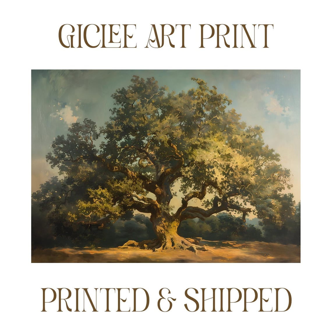 Vintage Tree Poster Live Oak Tree Botanical Cottagecore Wall Art Tree ...
