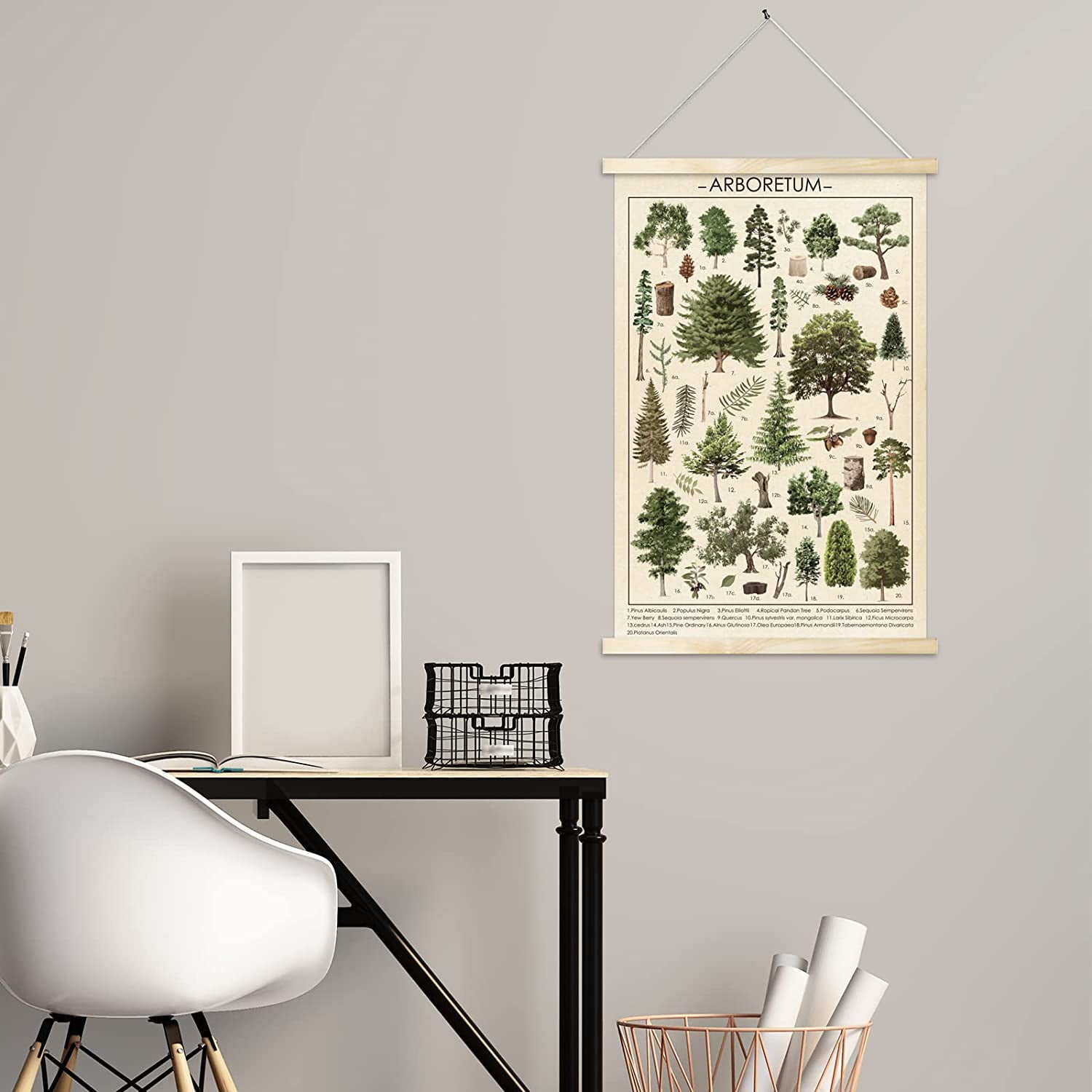 Vintage Tree Poster Plant Wall Art Prints Rustic Style of Arboretum ...