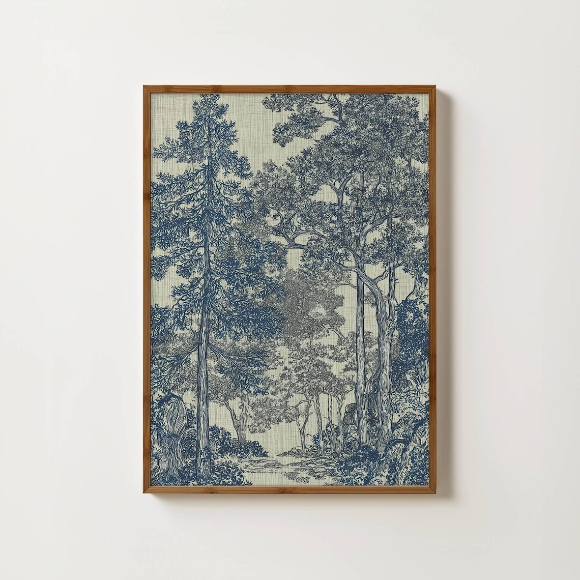 Vintage Tree Sketch Blue Tree Print Moody Nature Prints Forest ...