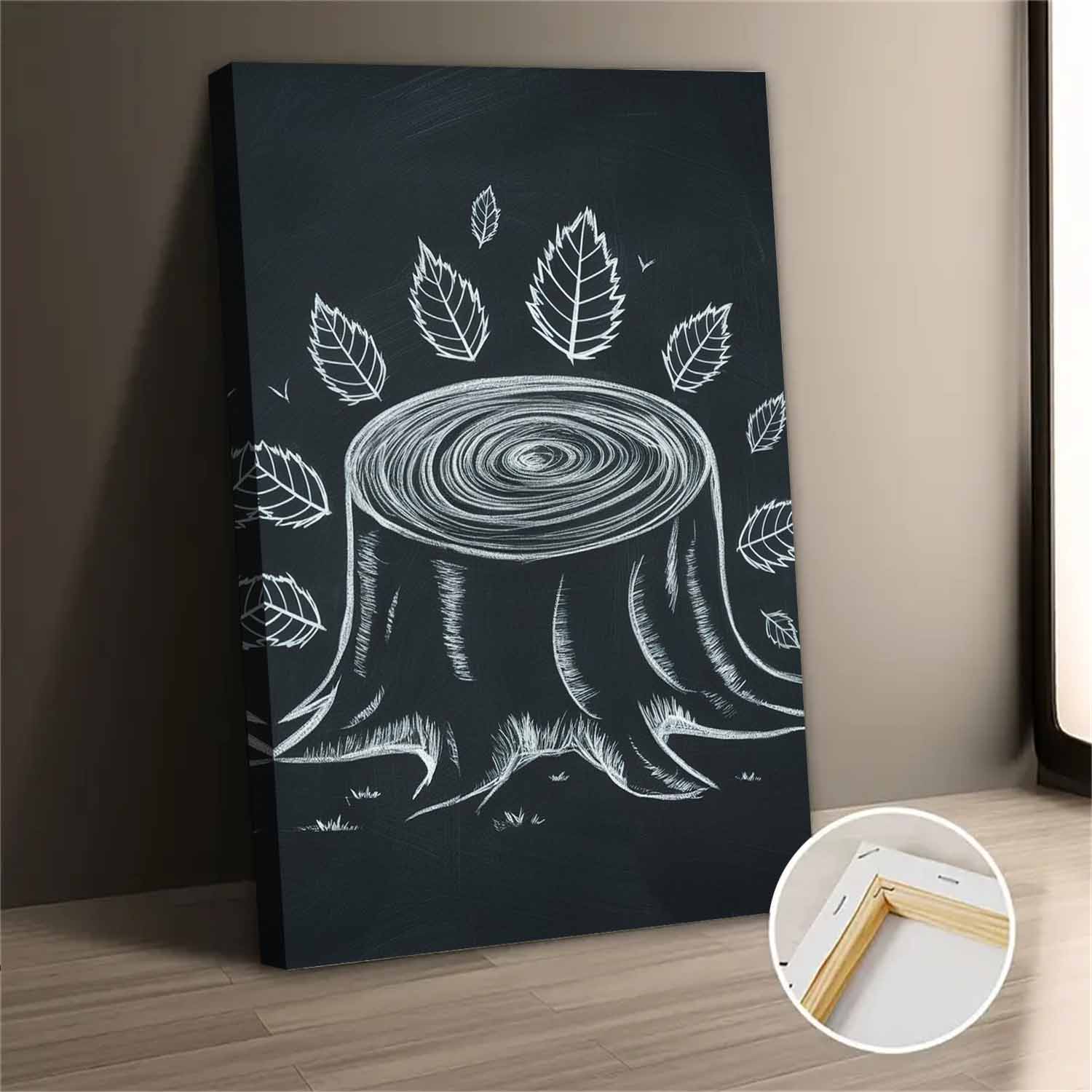 Vintage Tree Stump With Leaves Canvas Wall Art - Walmart.com