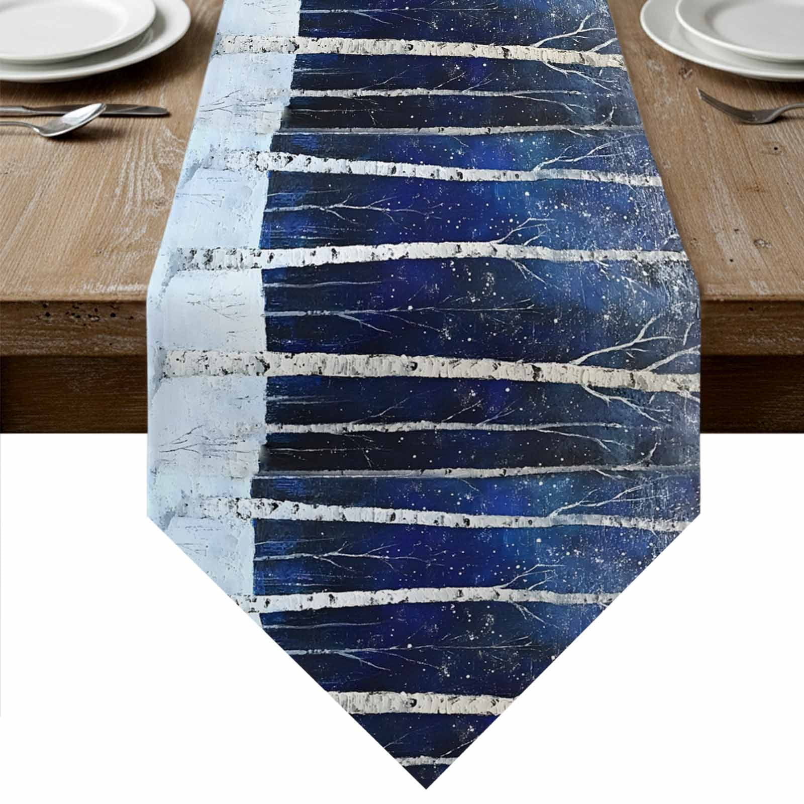 Vintage Trees Table Runner Linen Burlap Table Runner 72 Inches Long ...