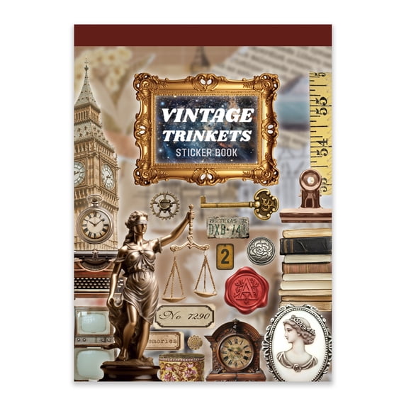 Vintage Trinkets Sticker Book 30 Sheets 308 Pcs Retro Ephemera Decals ...