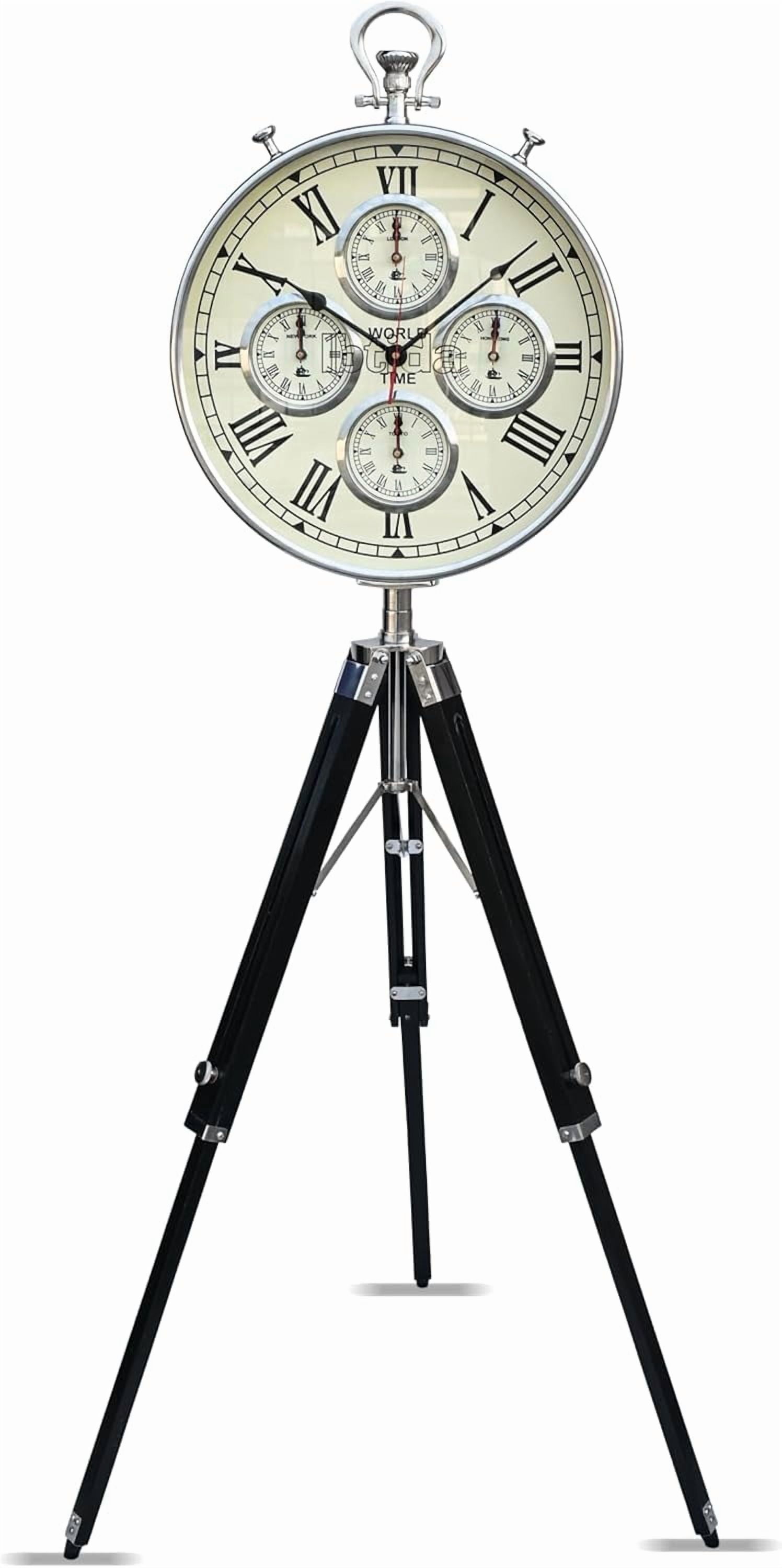 Vintage Tripod Floor Standing World Time Clock – Roman Numerals ...