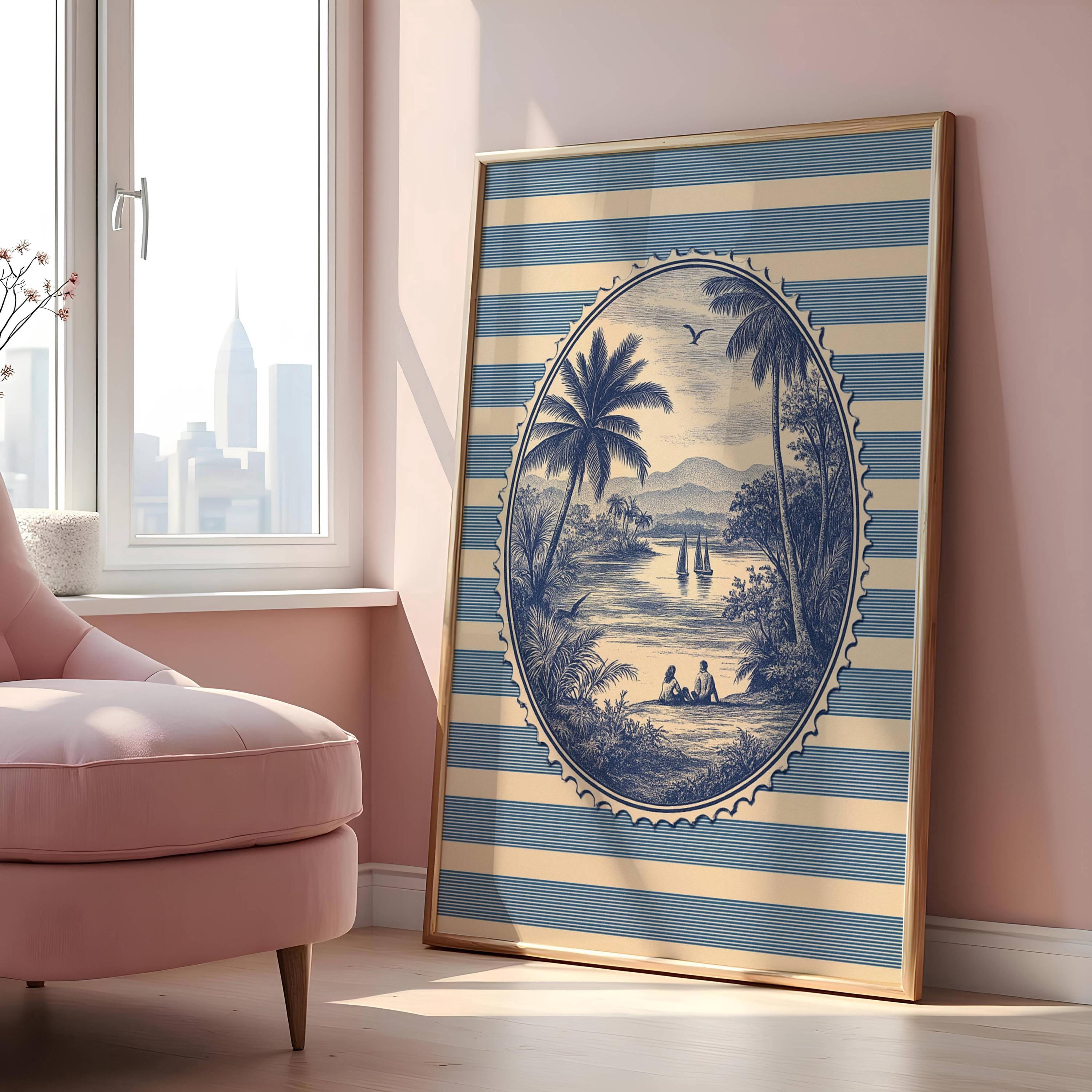 Vintage Tropical Stamp Art Print Palm Beach Coastal Decor - Walmart.com