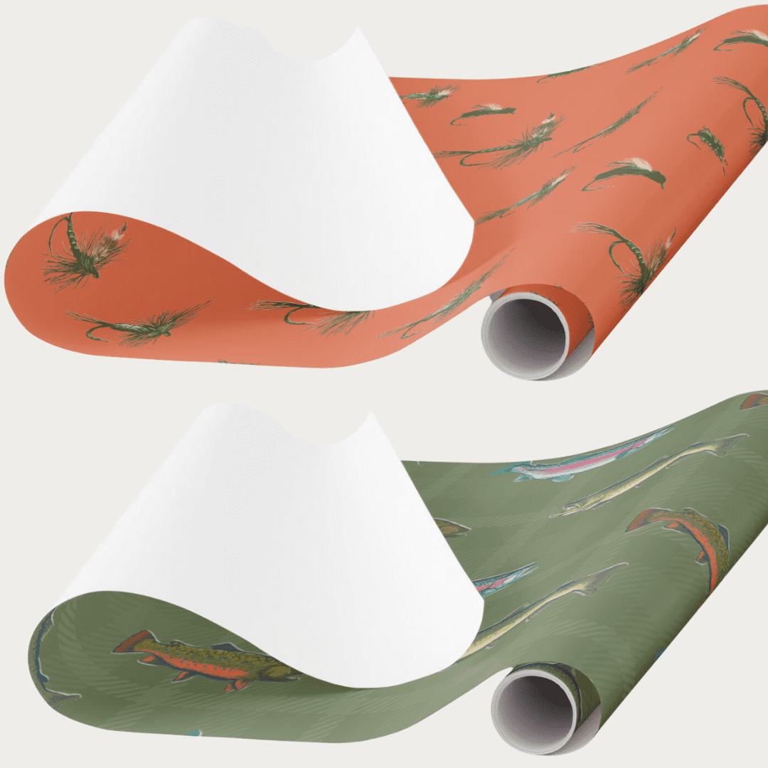 Vintage Trout Fly Fishing Themed Wrapping Paper 2 Pack, One of Roll of ...