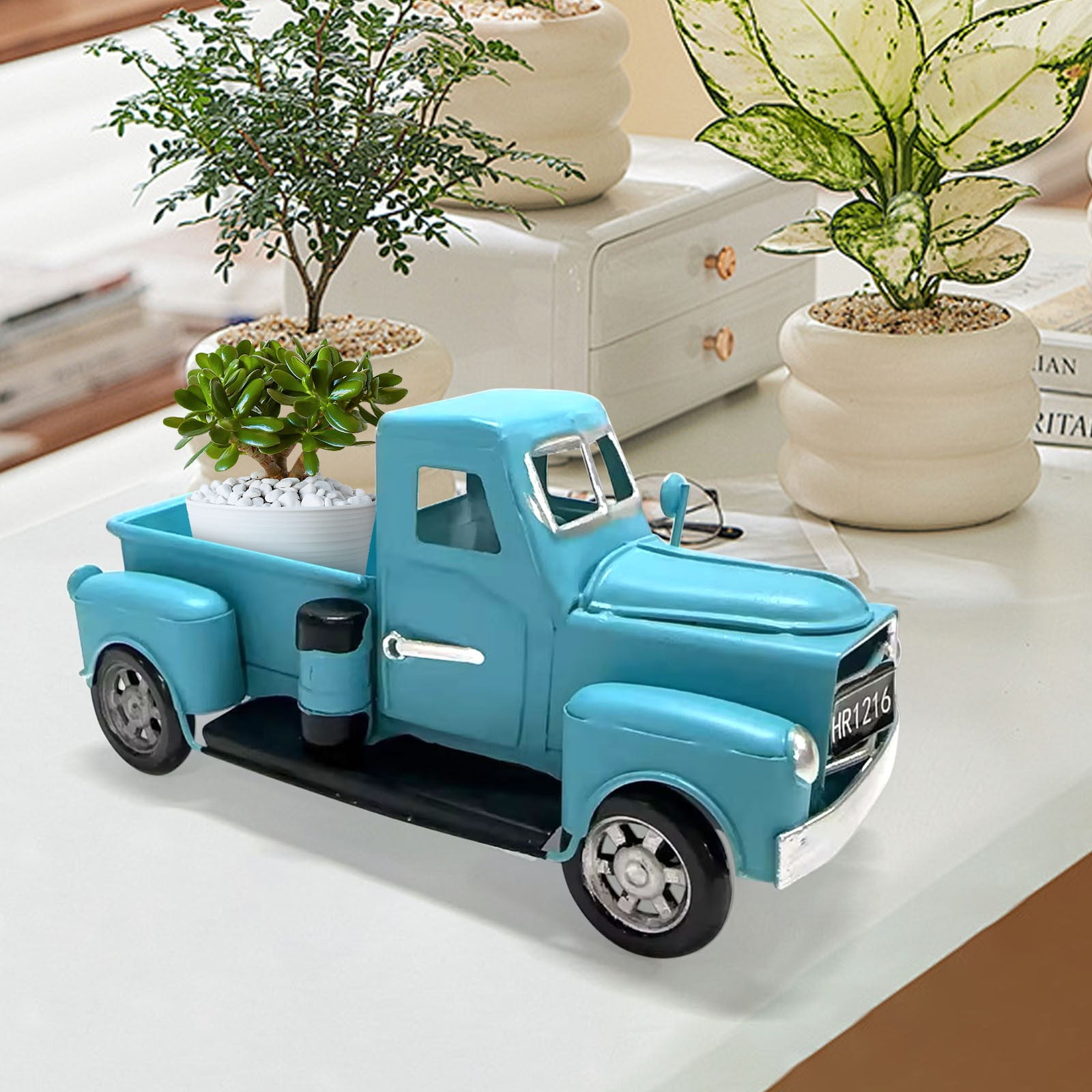 Vintage Truck Décor,Farmhouse Rustic Metal Truck Planter Pickup Car ...