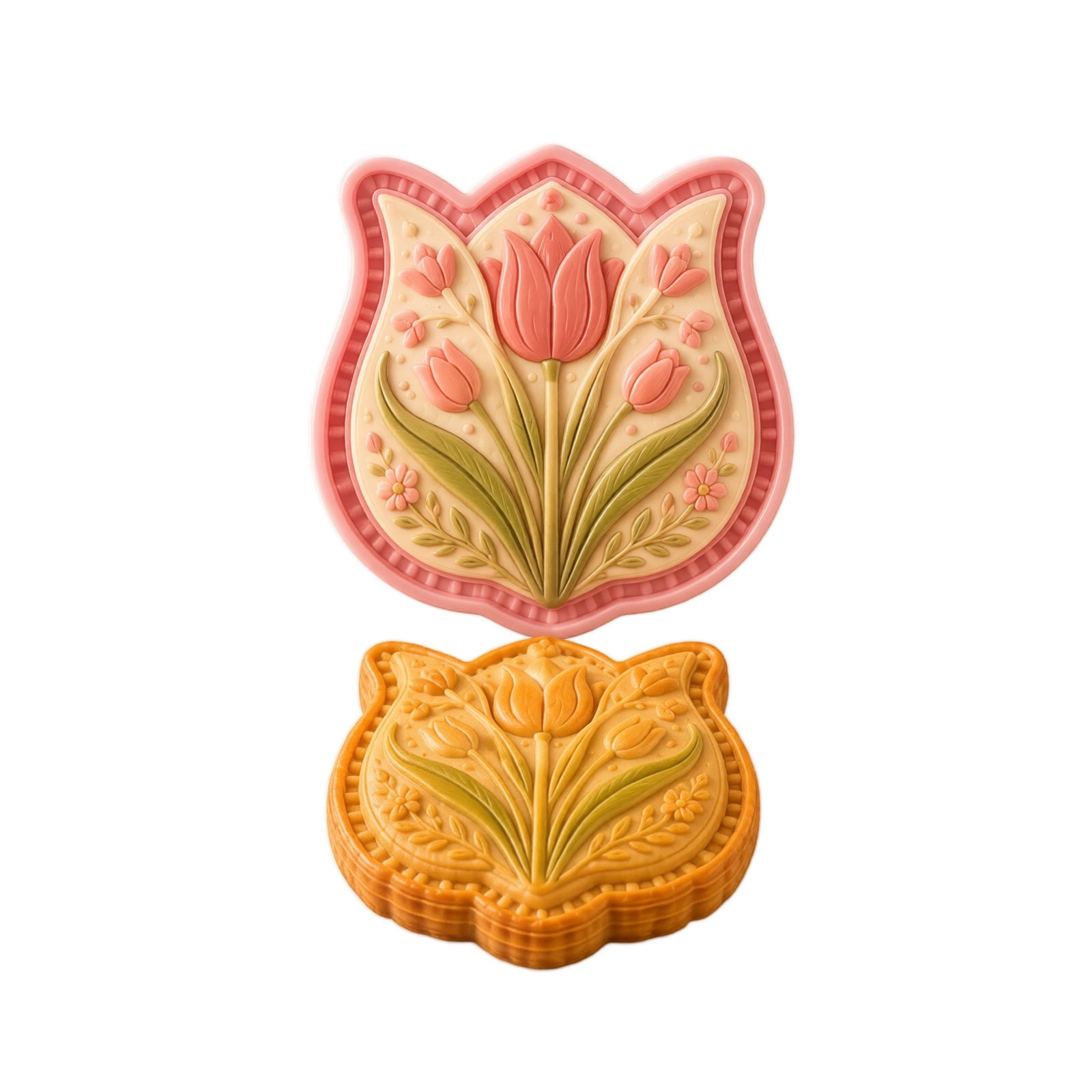 Vintage Tulip Decorative Cookie Stamp, Food‑Safe Plastic Embossing Mold ...