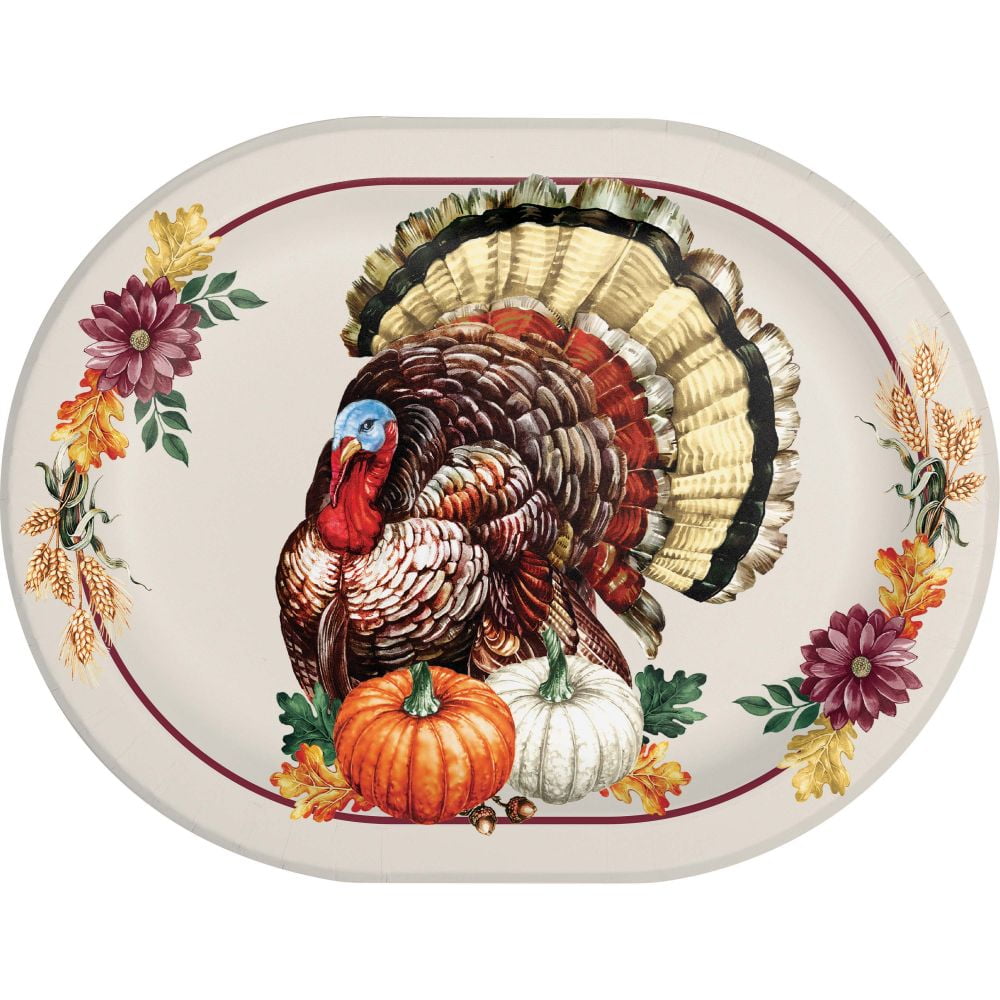 Vintage Turkey 12-inch Oval Paper Plates 8 Per Pack - Walmart.com