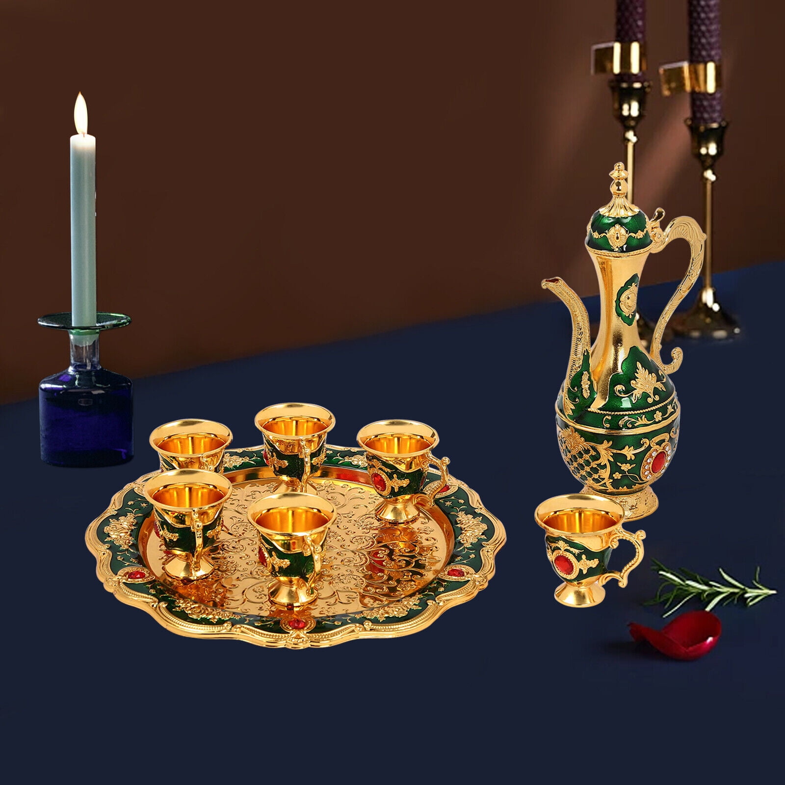 Vintage Turkish Coffee Set with Pot and 6 Cups Turkish Tea Set, for ...