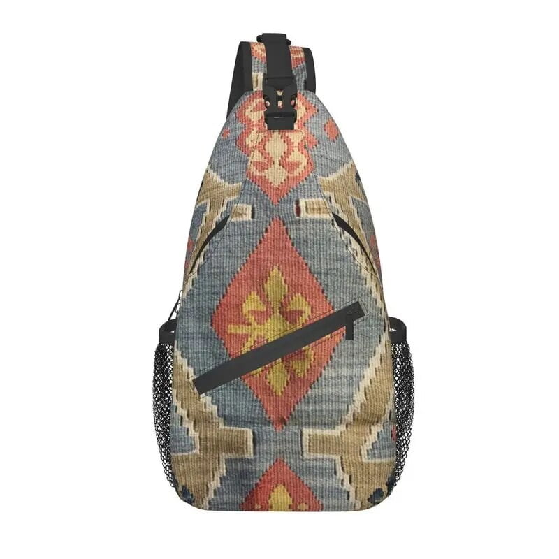 Vintage Turkish Kilim Navaho Weave Aztec Textile Sling Chest Bag Boho ...