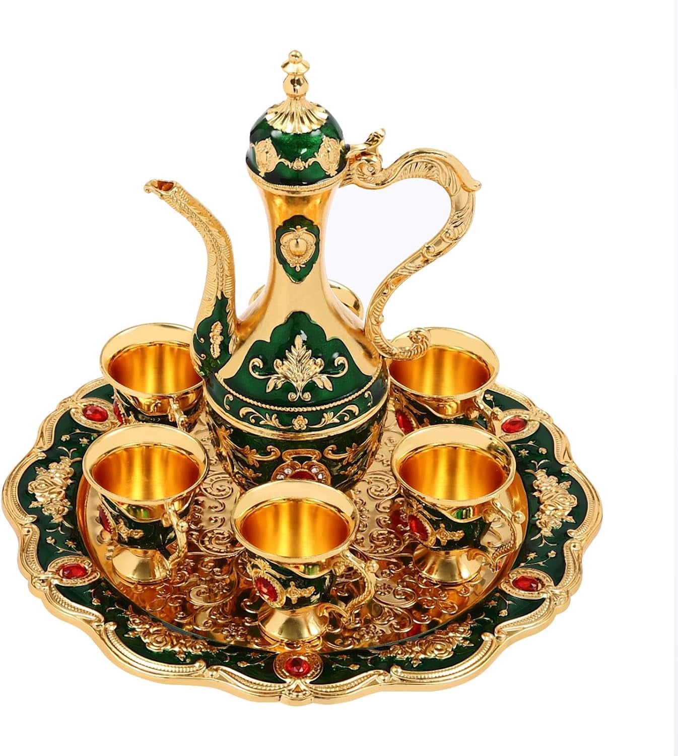 Vintage Turkish Tea Set with Teapot,Tray and 6 Cups,Multi-functional ...