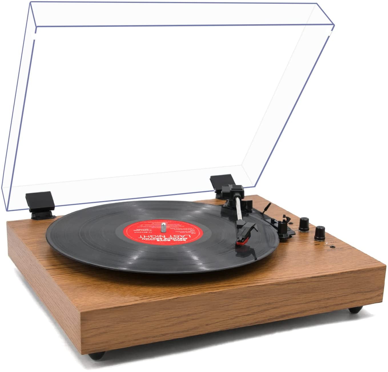 Vintage Vinyl LP Turntable with Bluetooth, Dual Speakers, 3-Speed Belt ...