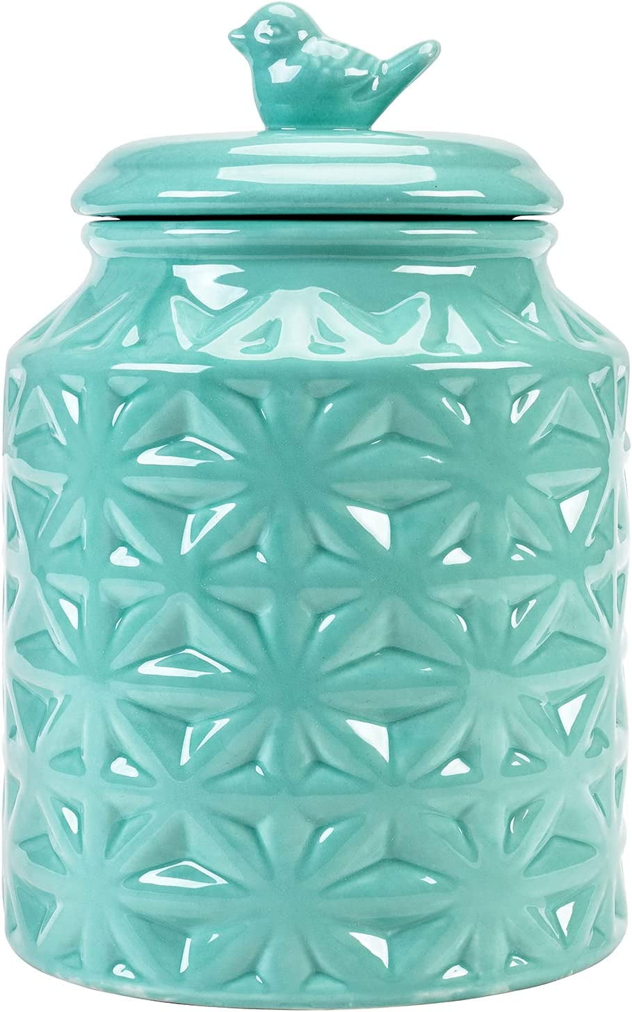 Vintage Turquoise Ceramic Kitchen Jar with Lid, Cookie Jar Storage ...