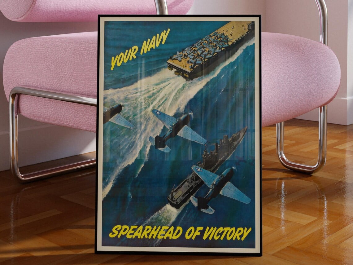 Vintage U.S. Navy World War Ii Poster, Ww2, Propaganda Poster, Navy, Air Force, Pacific War ...
