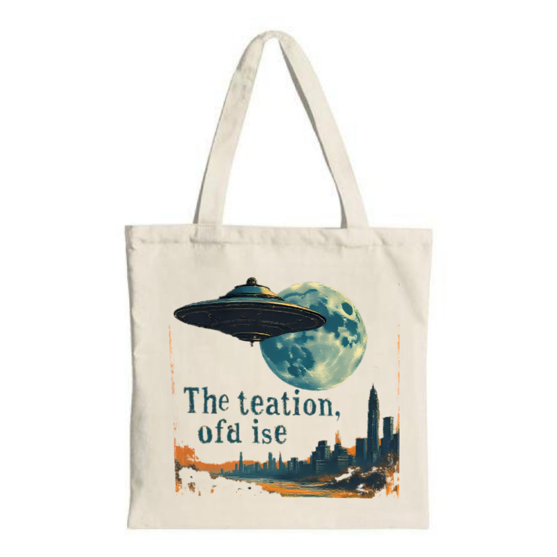Vintage UFO Tote Bag - Canvas Multifunctional Reusable Shopping Bag ...