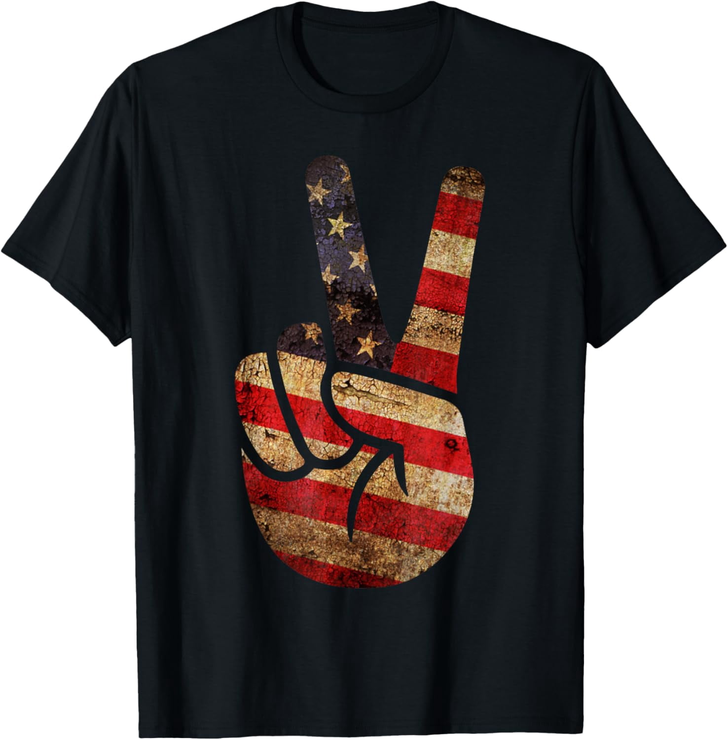 Vintage US American Flag Peace Sign Hand 4th Of July T-Shirt - Walmart.com
