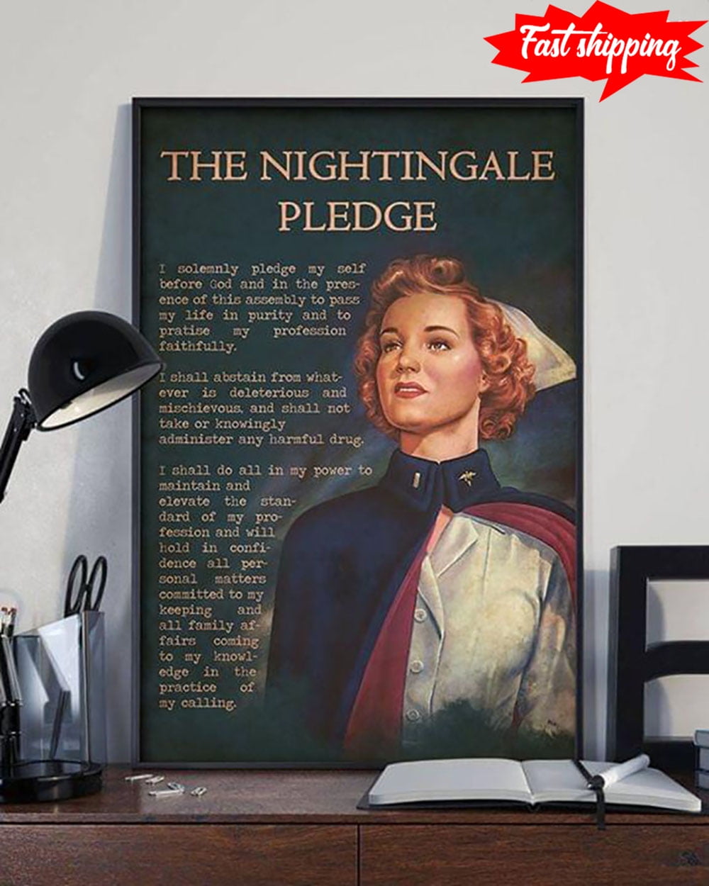 Vintage US Army Medical Corps Nurse The Nightingale Pledge 16 x 24 Inch ...
