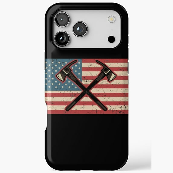 Vintage USA Firefighter Distressed Flag iPhone Case 17 11 12 13 14 15 ...