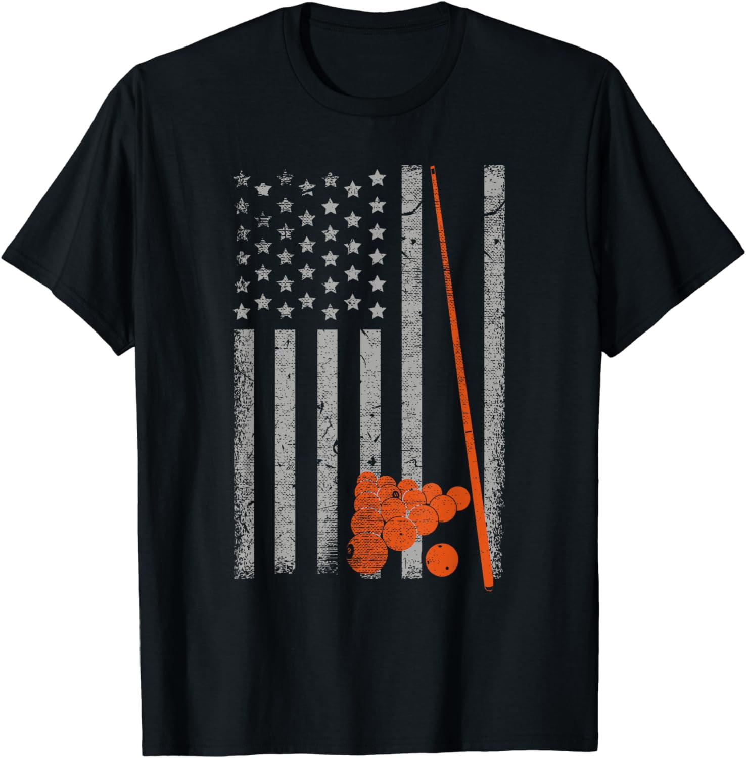 Vintage USA Flag Pool Stick Funny Billiards Gift Men Women T-Shirt ...