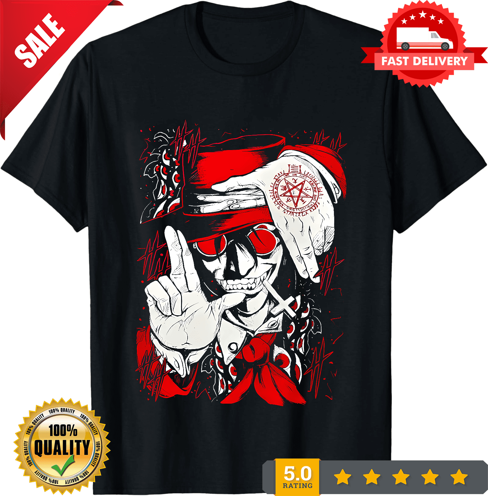 Vintage Ultimate Vampire Anime Lovers Hellsing Alucard Face Hell Sing ...