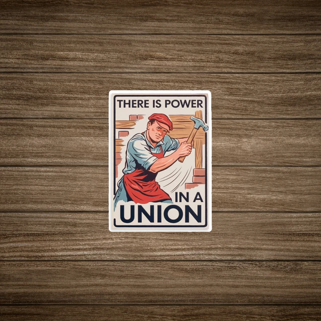 Vintage Union Power Propaganda Sticker Sticker - Retro Labor Movement ...