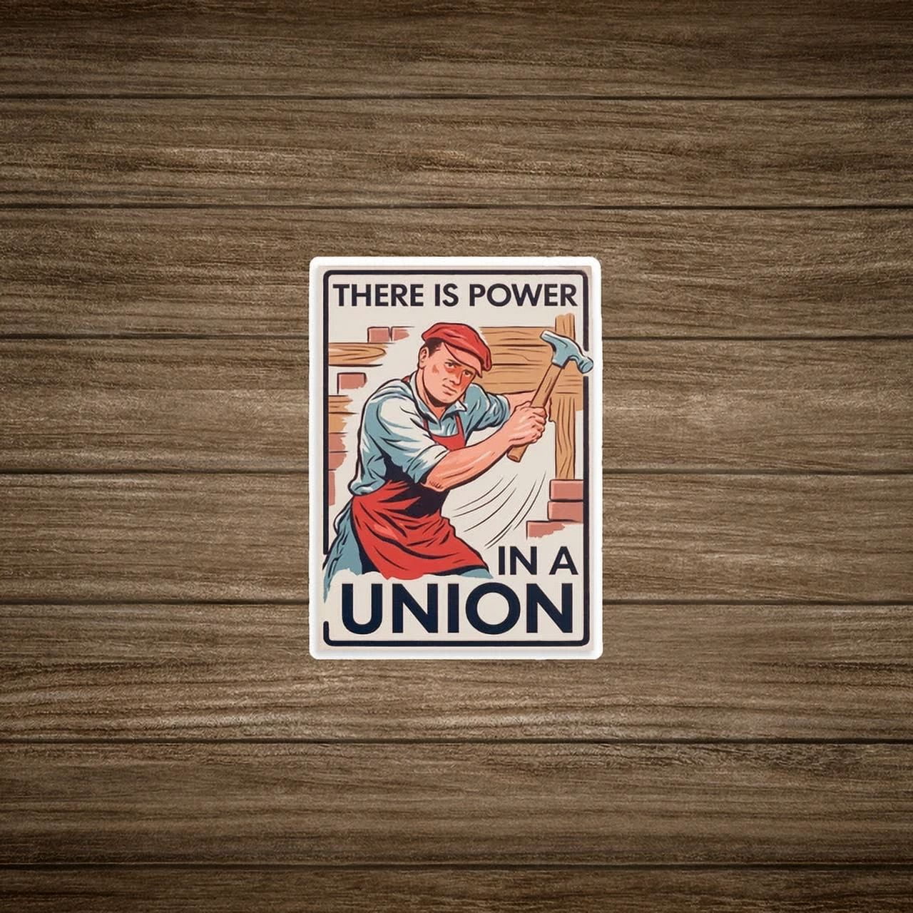 Vintage Union Power Propaganda Sticker Sticker - Retro Labor Movement ...