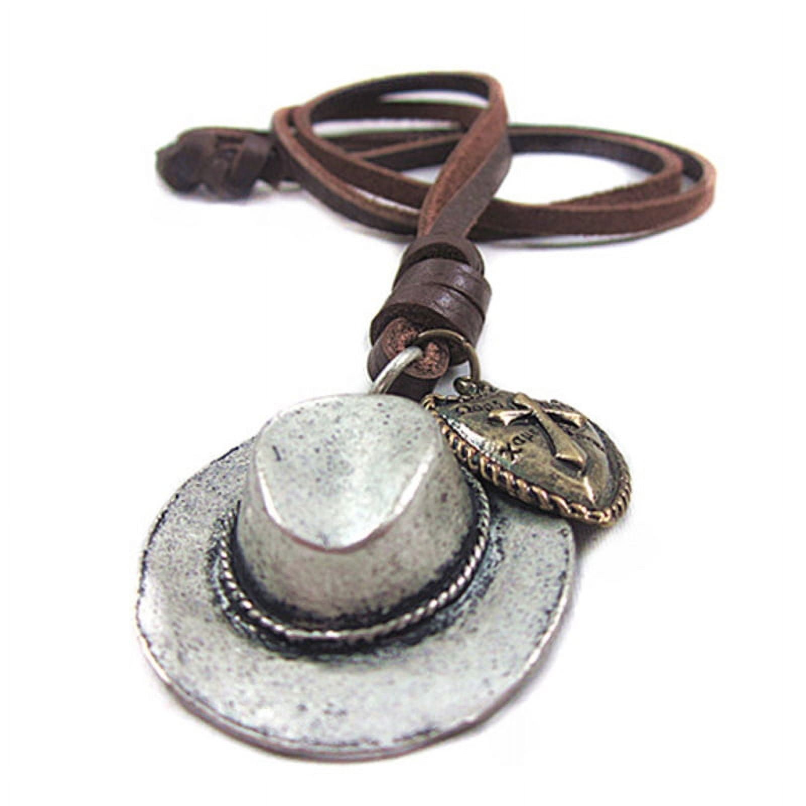 Vintage Unisex Faux Leather Necklace Chain Hat Pendant - Walmart.com