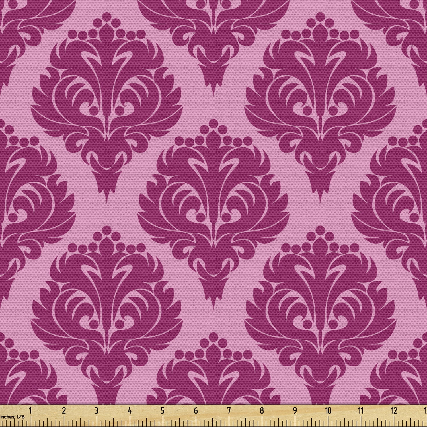 Ambesonne Vintage Fabric by the Yard Upholstery, Romantic Curves ...