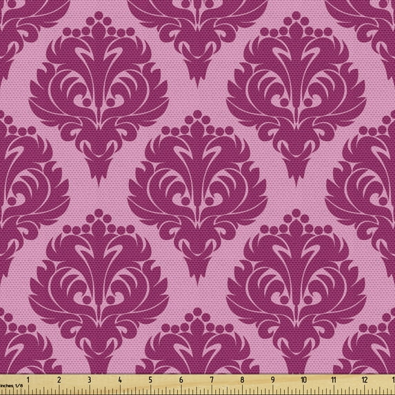 Ambesonne Vintage Fabric by the Yard Upholstery, Romantic Curves ...