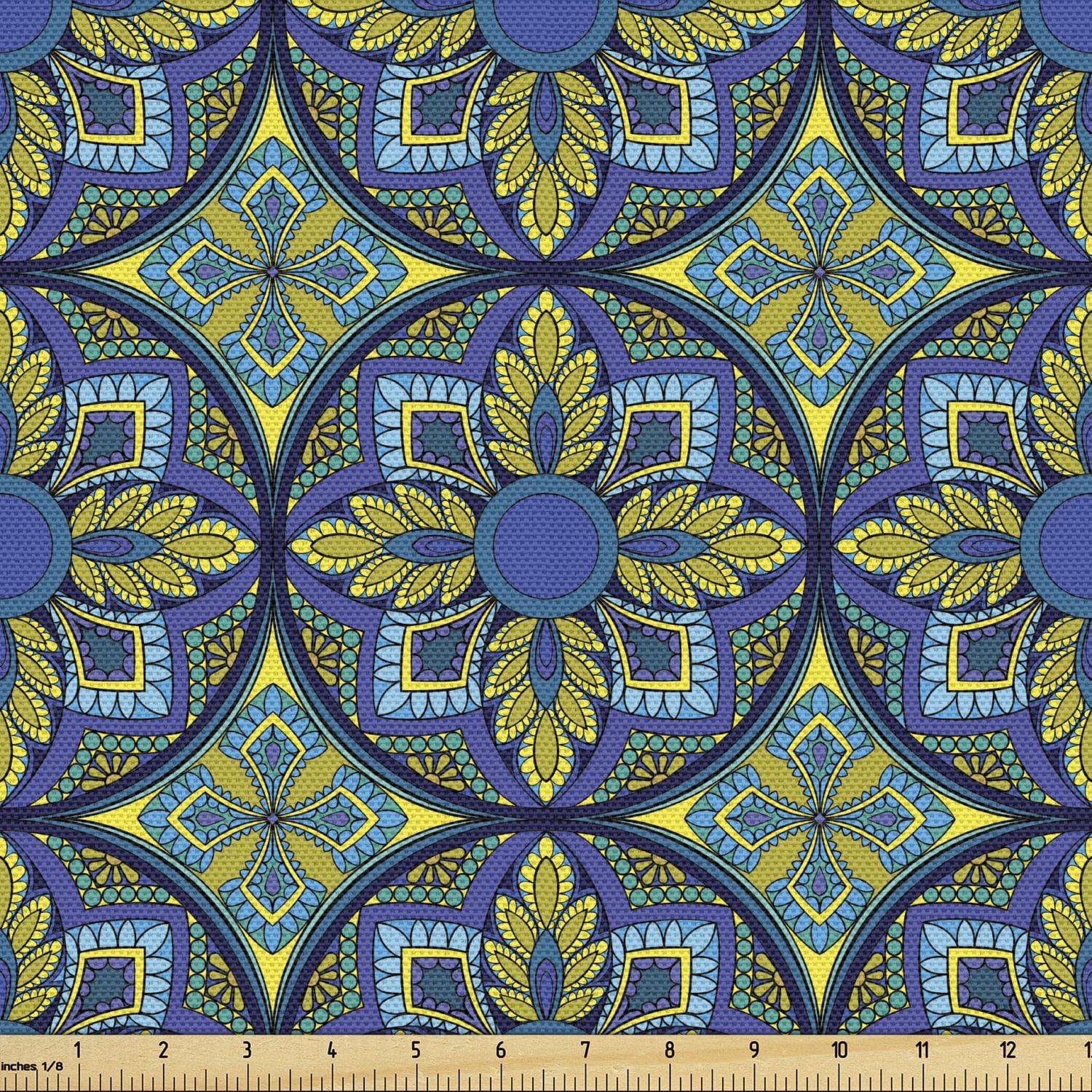 Vintage Upholstery Fabric by the Yard, Western Culture Inspired Mosaic ...