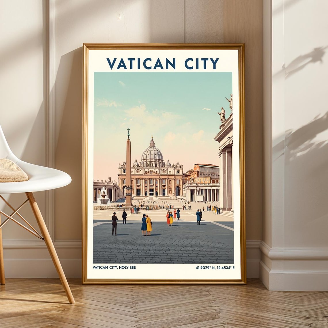 Vintage Vatican City Travel Poster: St. Peter'S Basilica Art Print ...