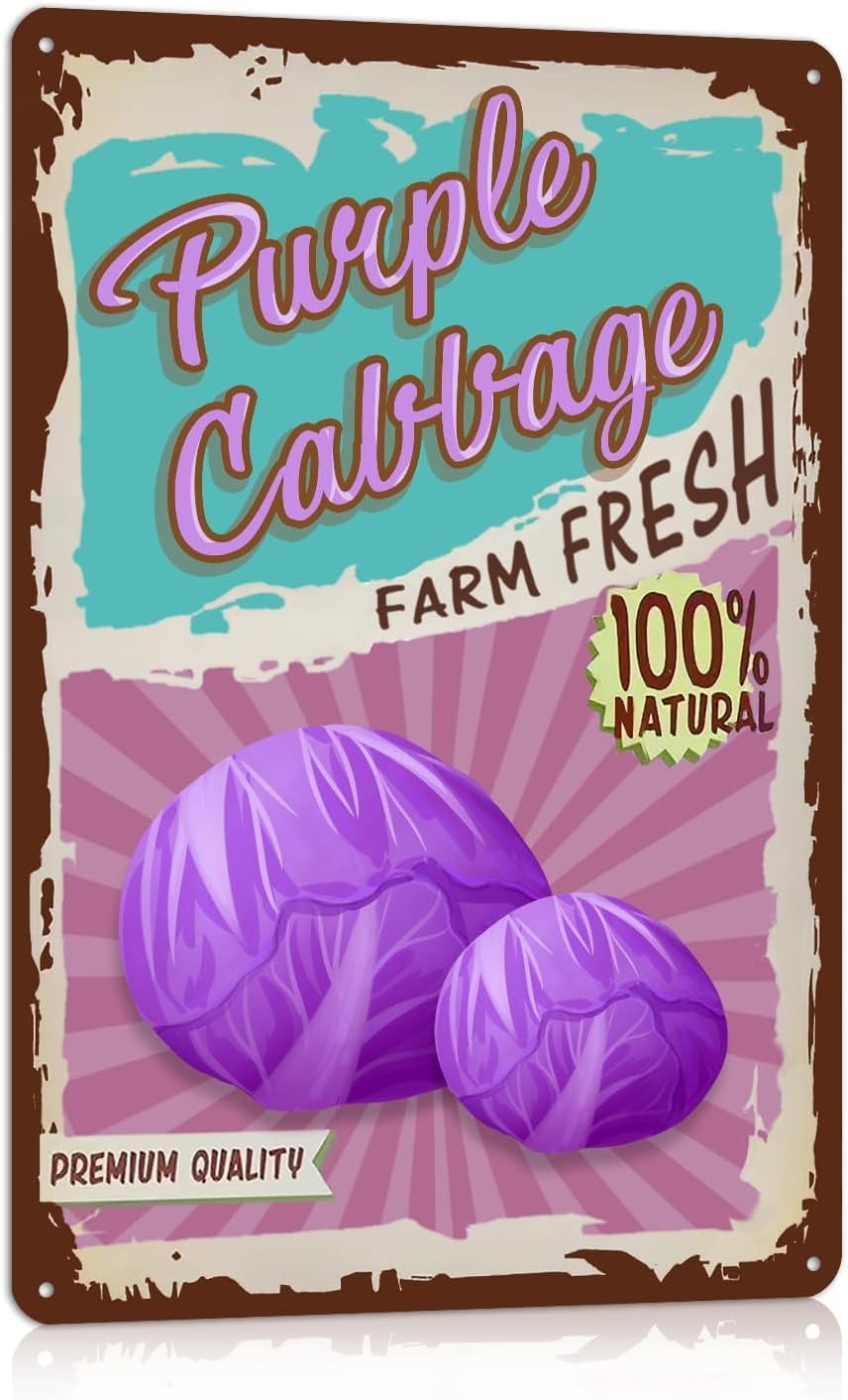 Vintage Vegetable Purple Cabbage Metal Tin Signs Wall Decor for Kitchen ...