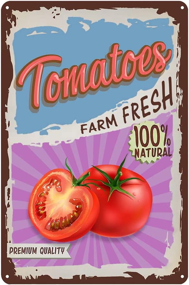 Vintage Vegetable Tomato Tin Signs Kitchen Metal Signs Garden Wall ...